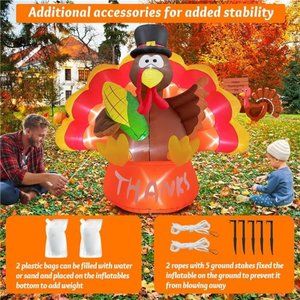 Holiday | 6ft Thanksgiving Inflatables Turkey Outdoor Decor With Light ...